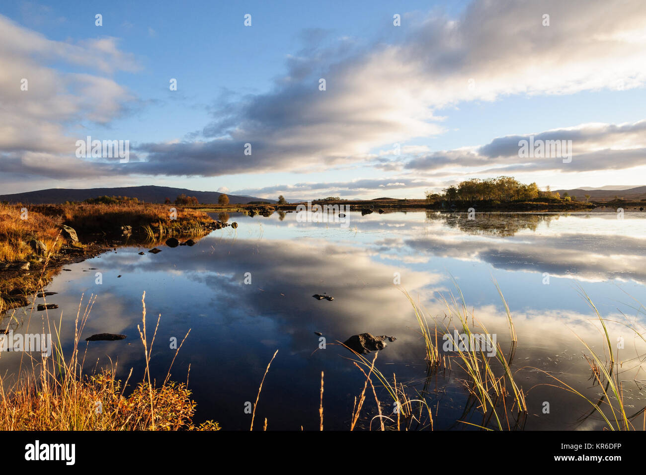 Autumn sunrise on Loch Ba - Rannoch Moor, Scotland. Rannoch Moor is an ...