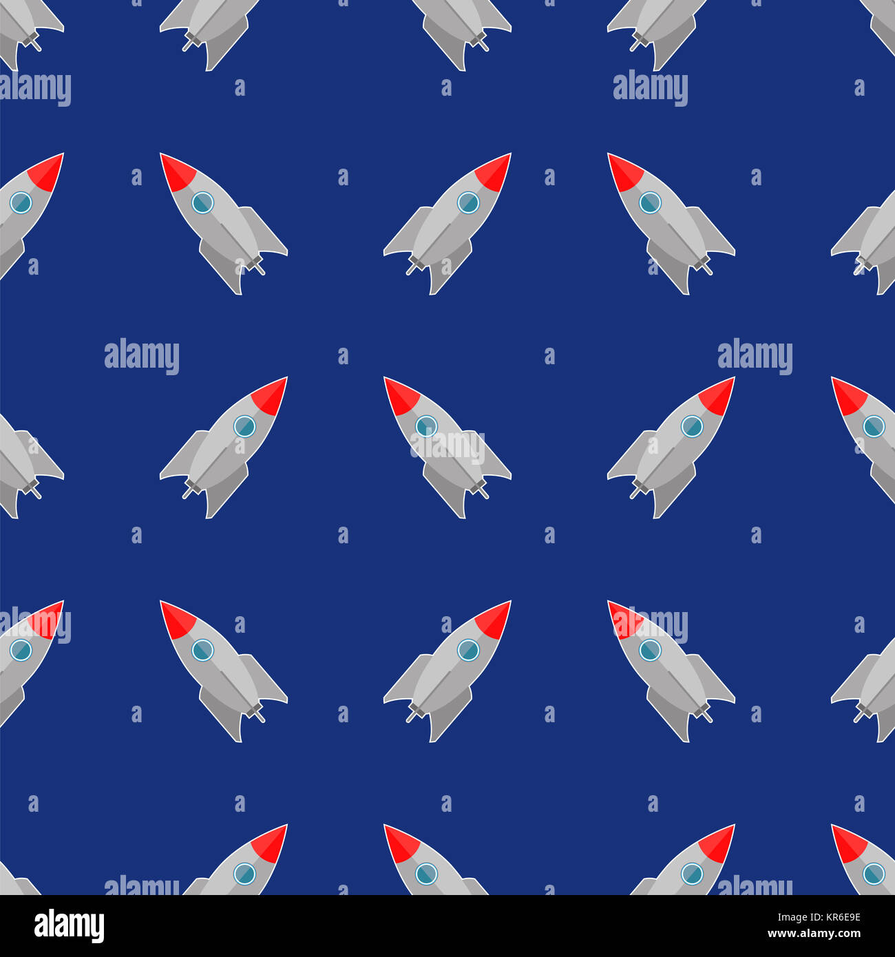 Space Rocket Flying on Blue Sky Seamless Pattern Stock Photo - Alamy