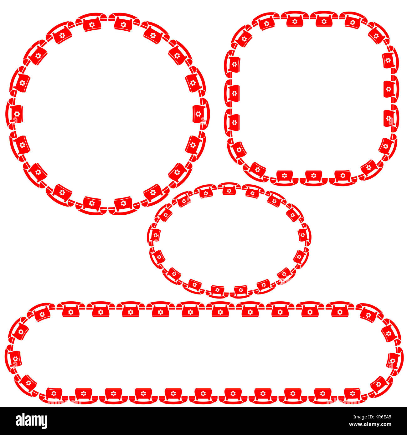 Set of Different Red Phone Frames Stock Photo - Alamy