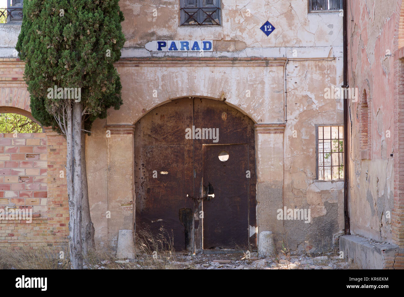 Exterior of an old empty building in Spain Stock Photo - Alamy