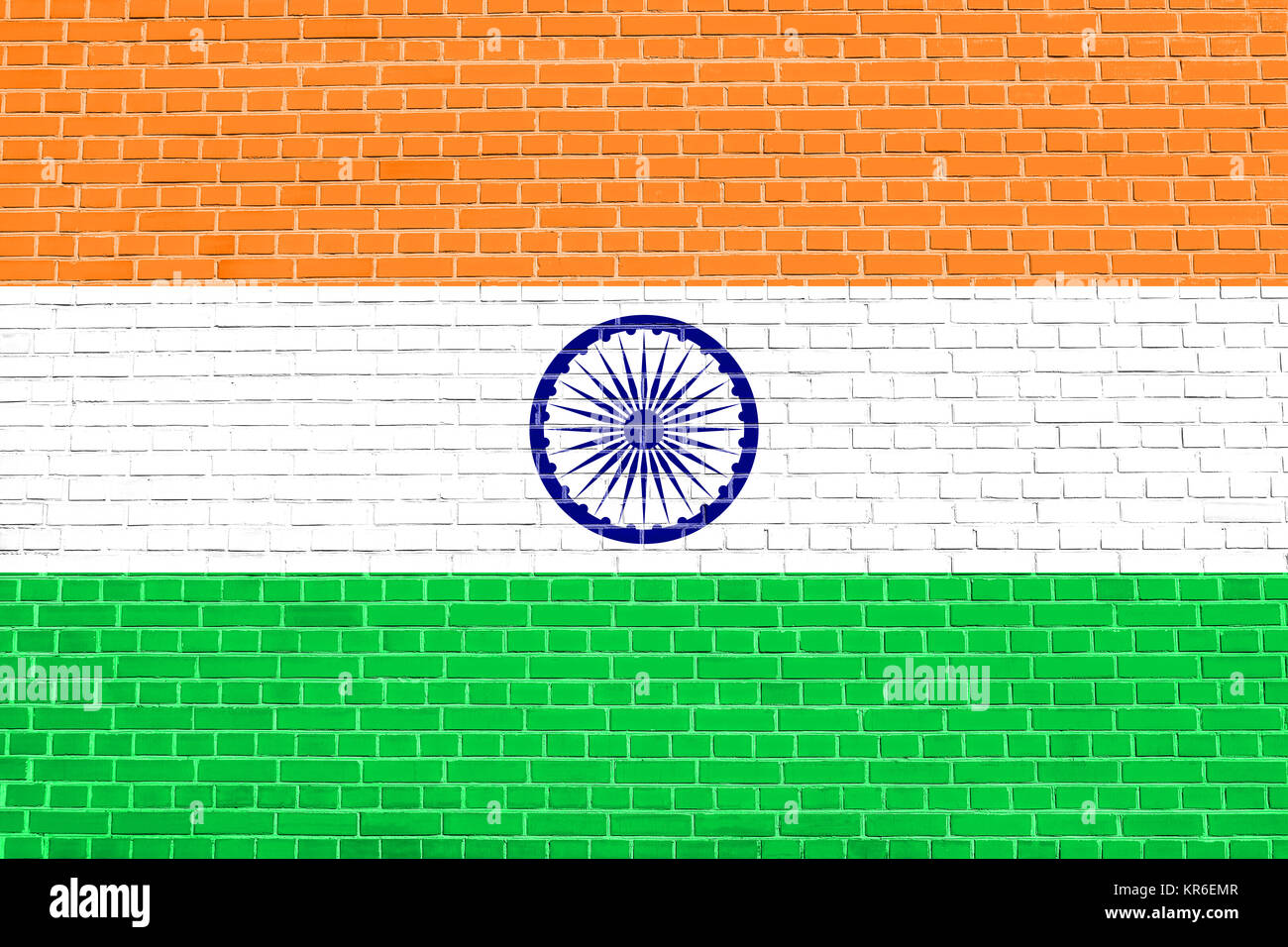 Flag of India on brick wall texture Stock Photo - Alamy