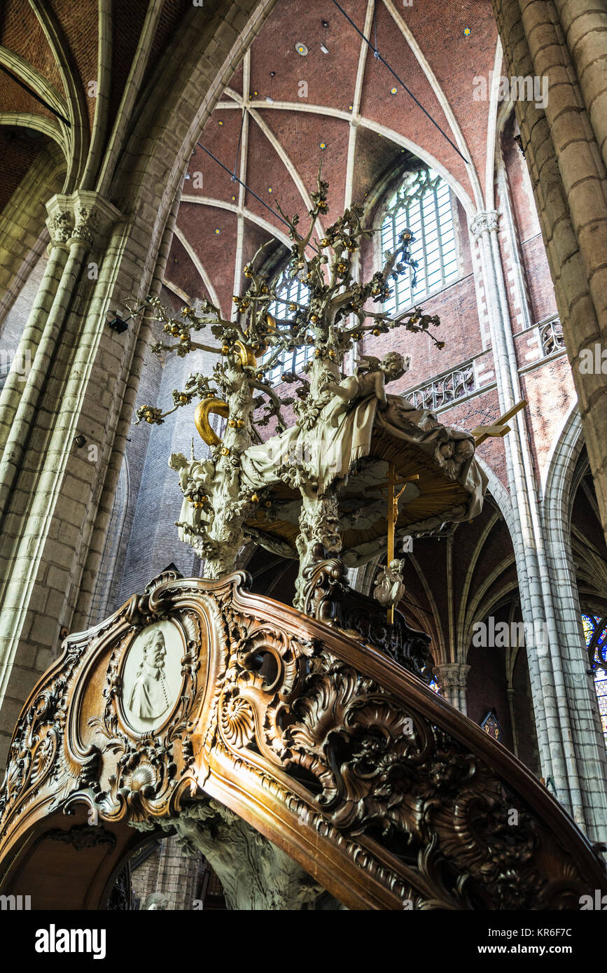 Pulpit of the Saint Bavo Cathedral (also known as Sint-Baafs Cathedral ...