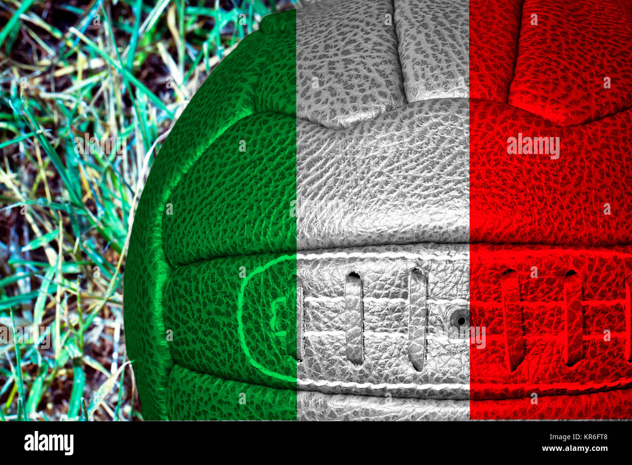 Italy flag over vintage football Stock Photo - Alamy