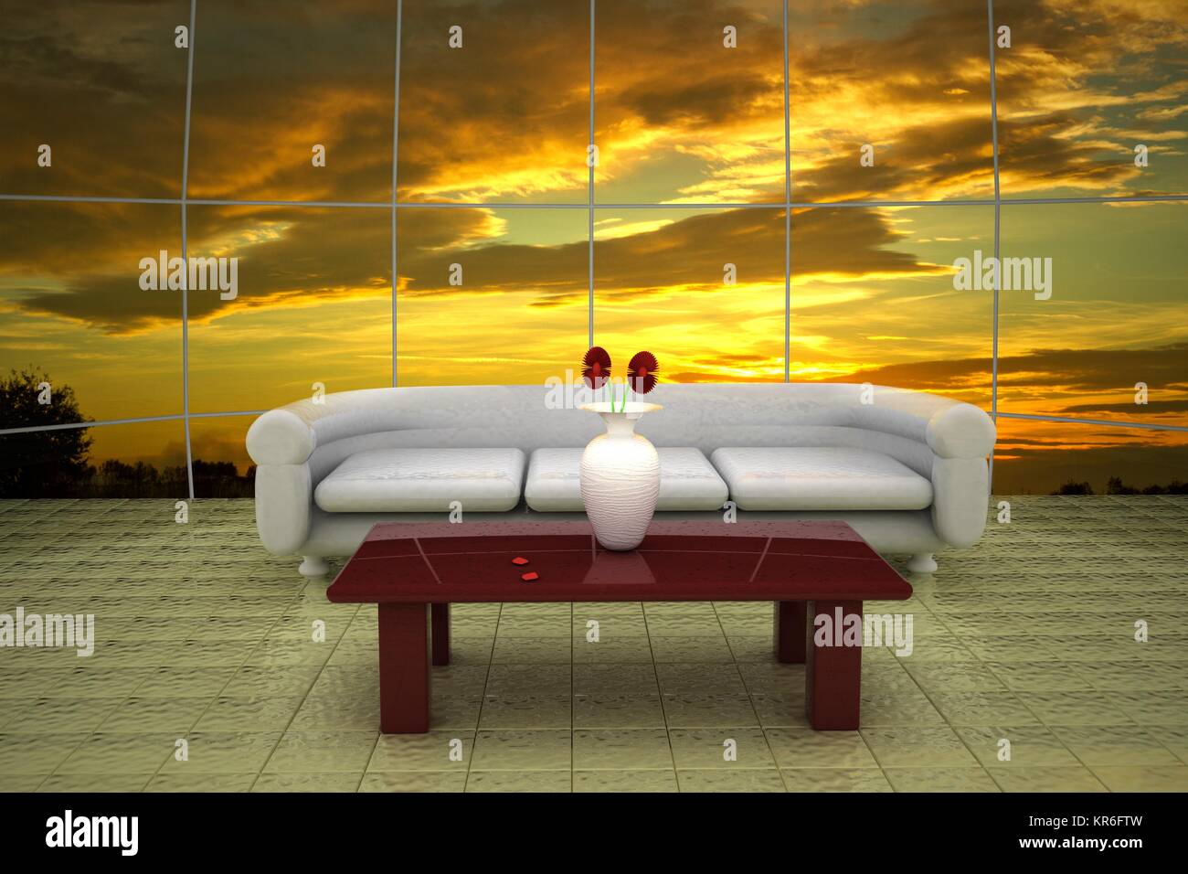 Sunset on the back of glass wall Stock Photo - Alamy
