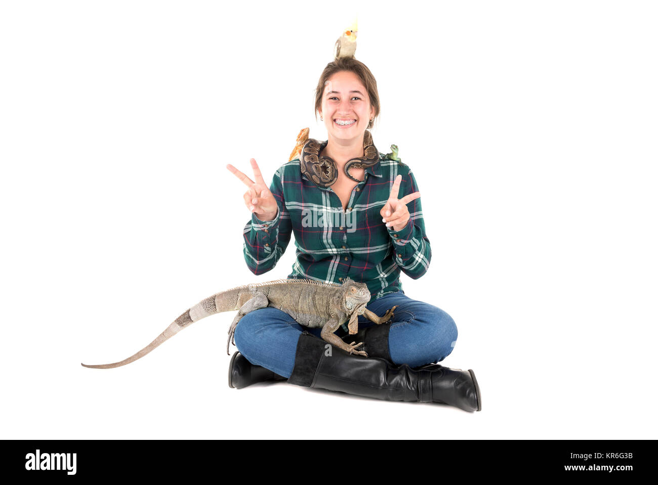 Girl with pets Stock Photo - Alamy