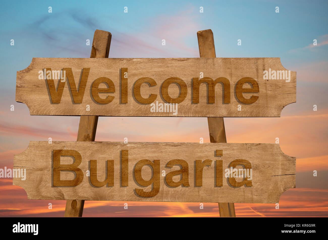 welcome to bulgaria sing on wood background Stock Photo - Alamy
