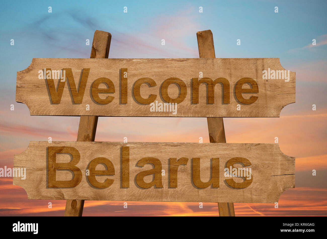 welcome to belarus sing on wood background Stock Photo - Alamy