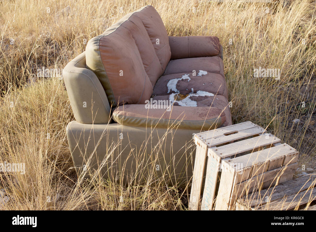 Furniture dumped outside in the countryside in the sunshine Stock Photo ...