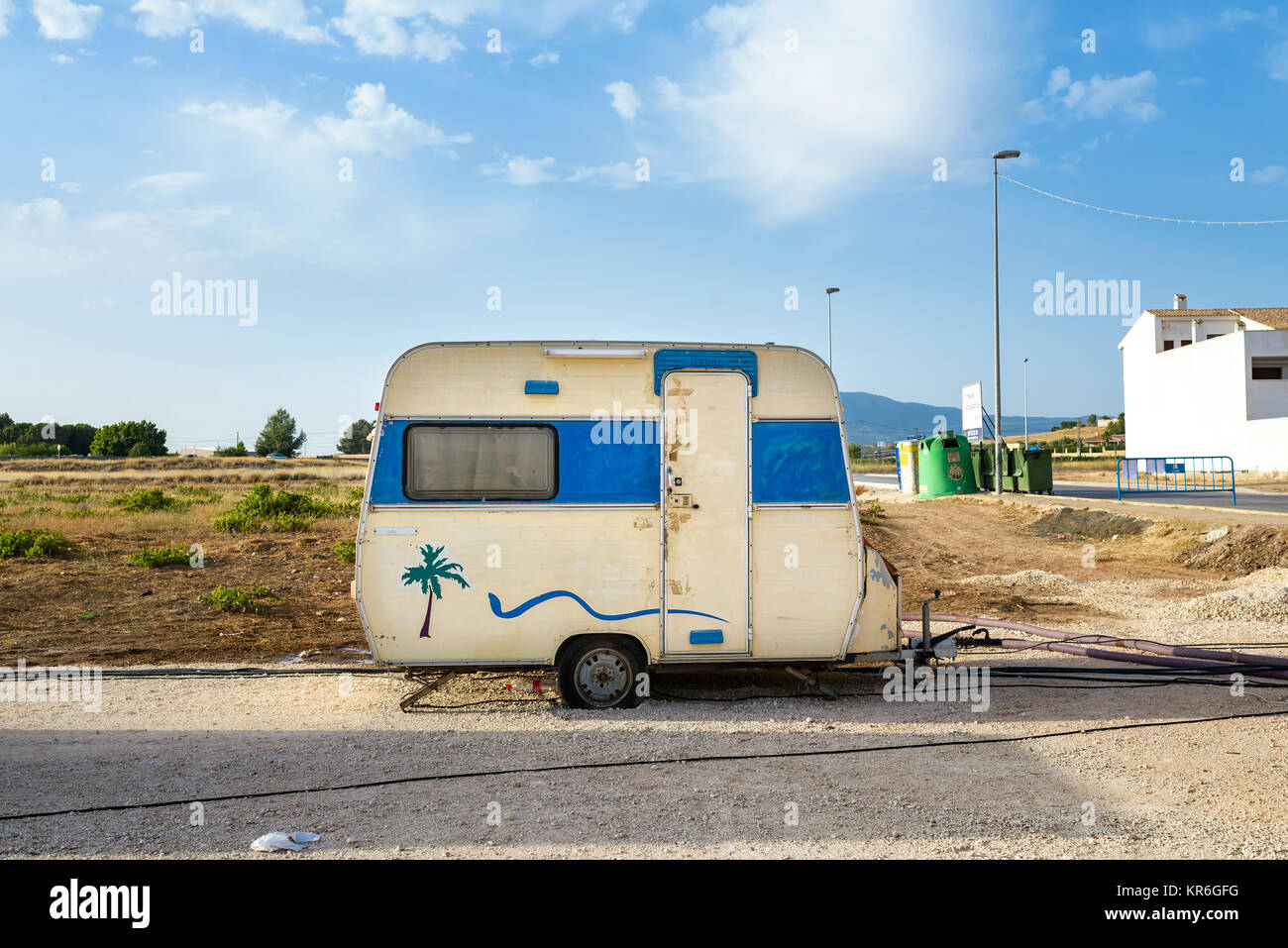 Small caravan parked in the street Stock Photo - Alamy