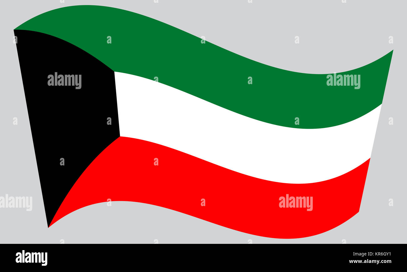 Flag of Kuwait waving on gray background Stock Photo - Alamy