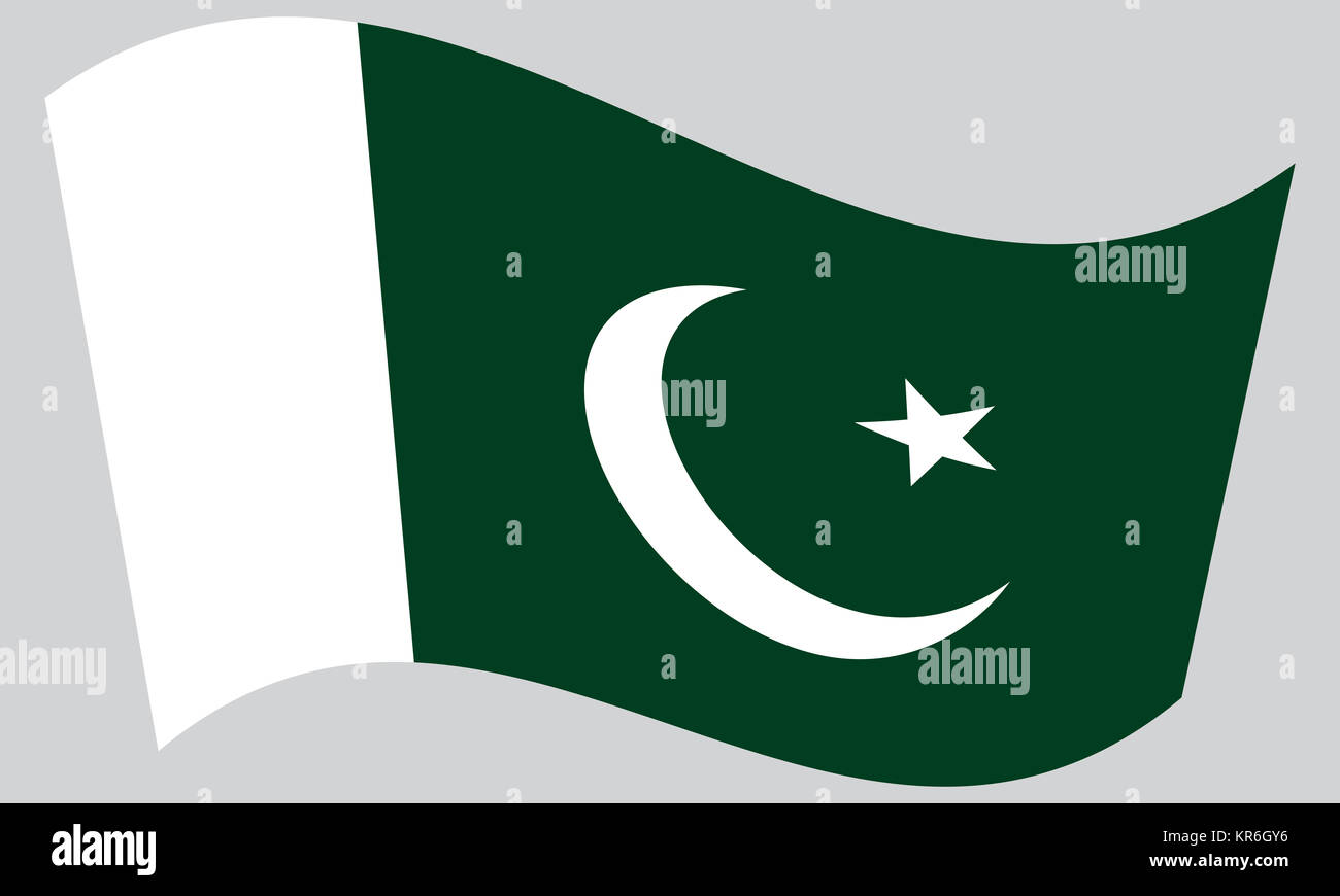 Flag of Pakistan waving on gray background Stock Photo - Alamy