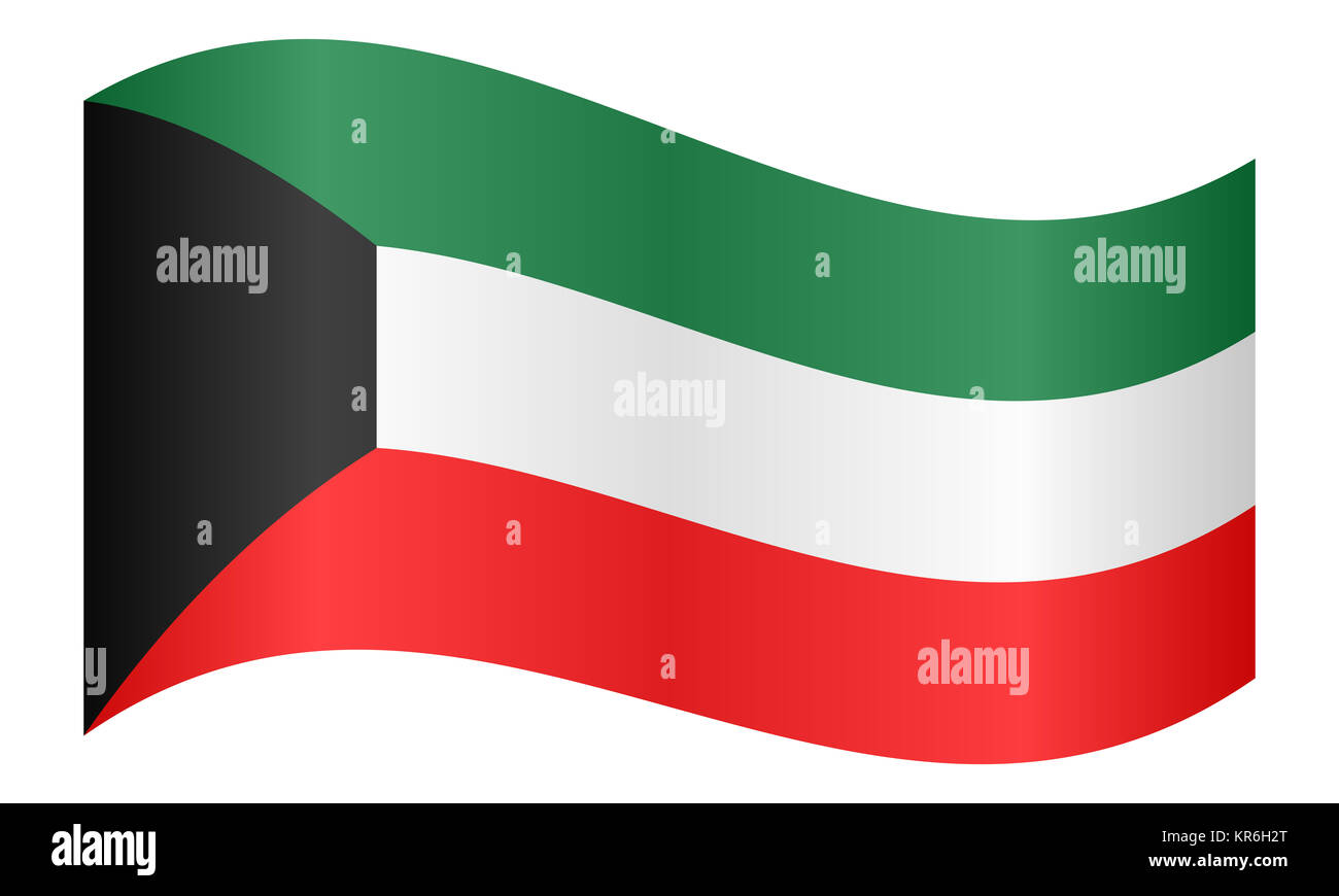 Flag of Kuwait waving on white background Stock Photo - Alamy