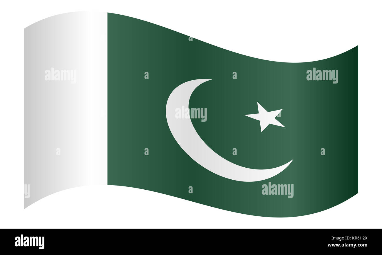 Flag of Pakistan waving on white background Stock Photo - Alamy