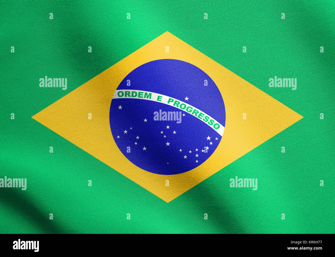 Flag of Brazil waving with fabric texture Stock Photo - Alamy