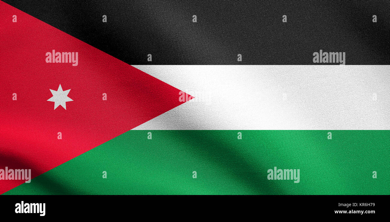 Flag of Jordan waving with fabric texture Stock Photo - Alamy