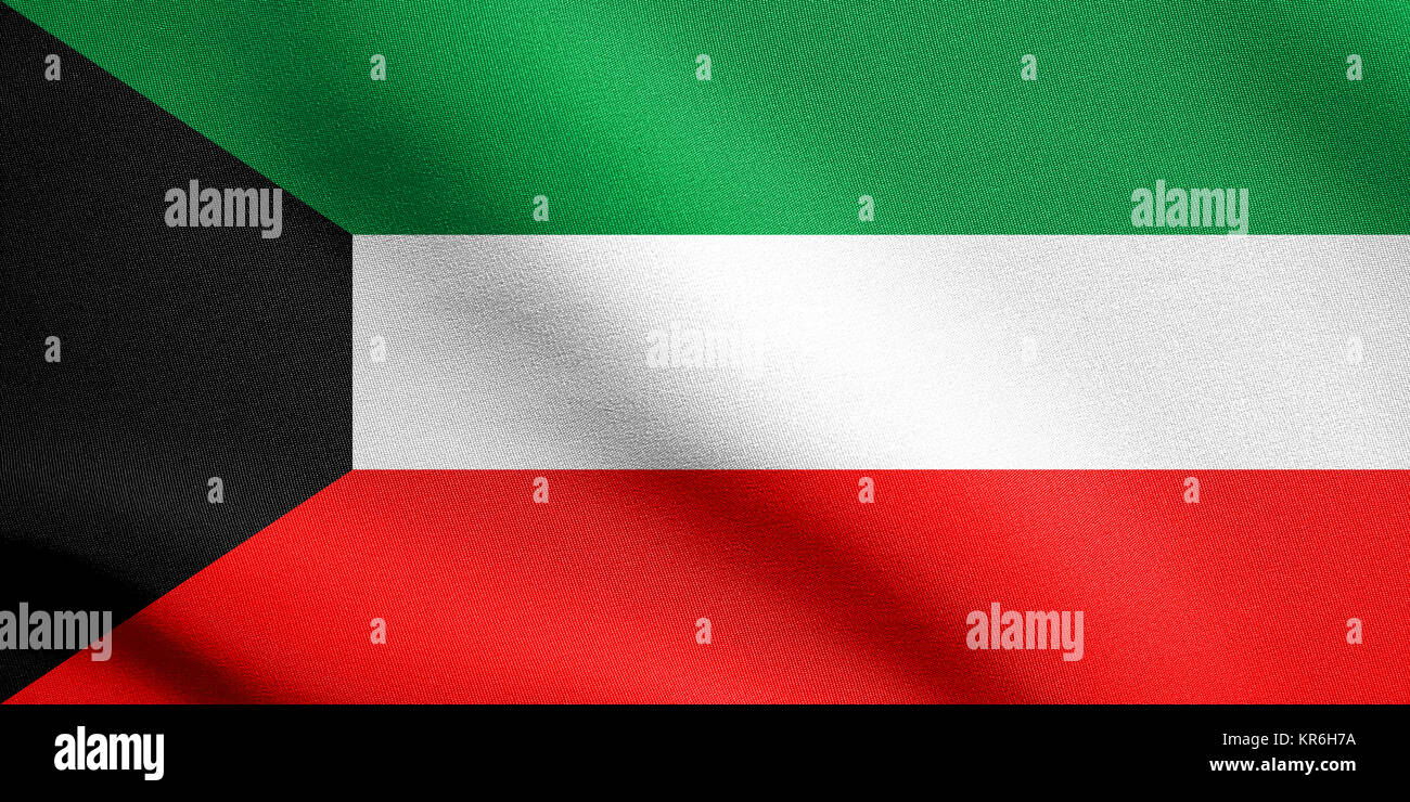 Flag of Kuwait waving with fabric texture Stock Photo - Alamy