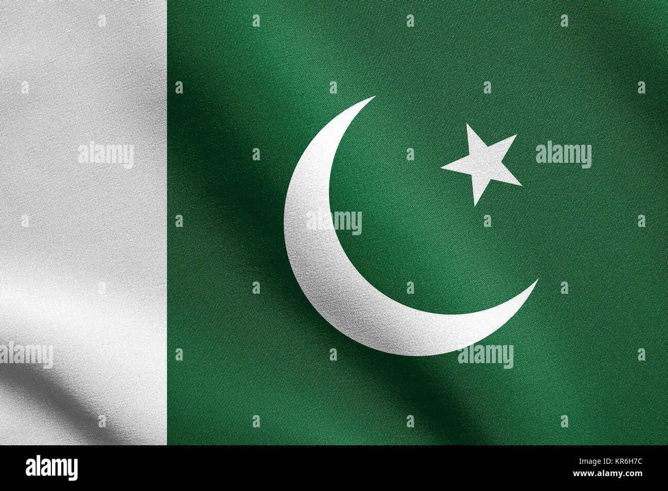 Flag of Pakistan waving with fabric texture Stock Photo - Alamy