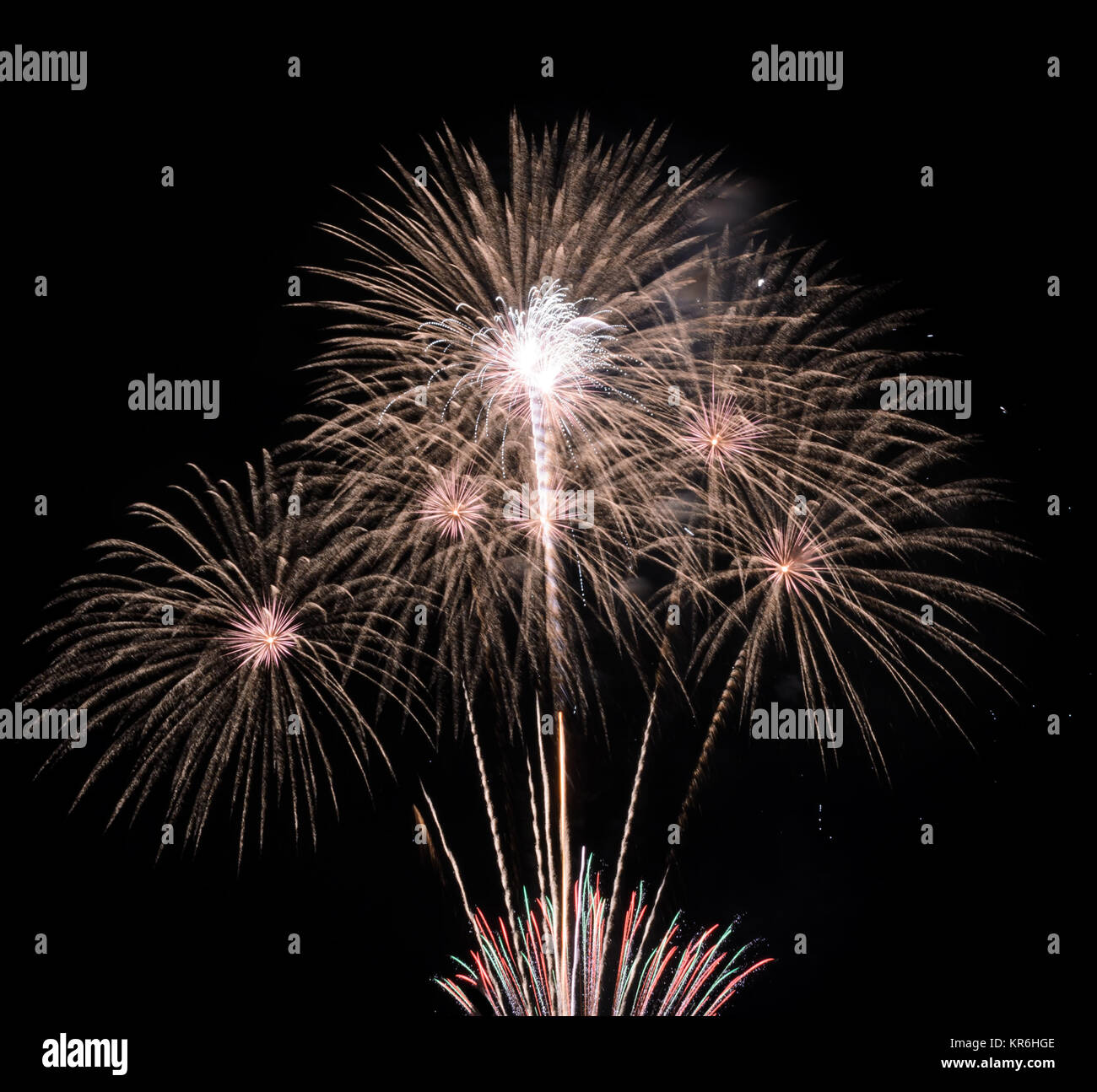 Colorful fireworks in the black sky Stock Photo - Alamy