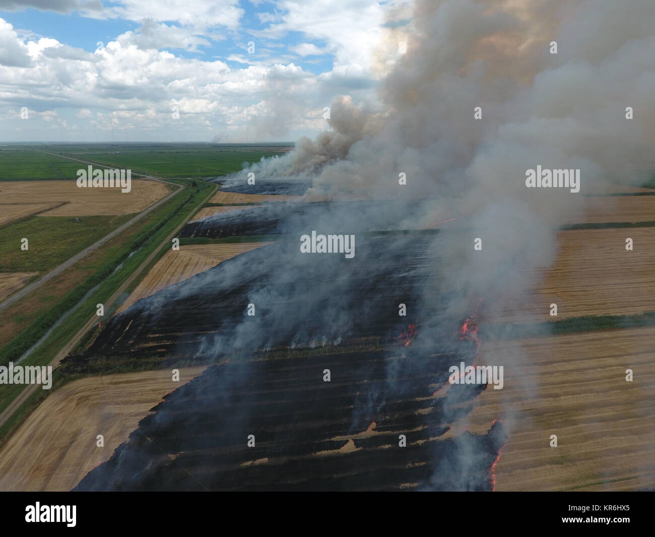 Burning straw in the fields Stock Photo - Alamy