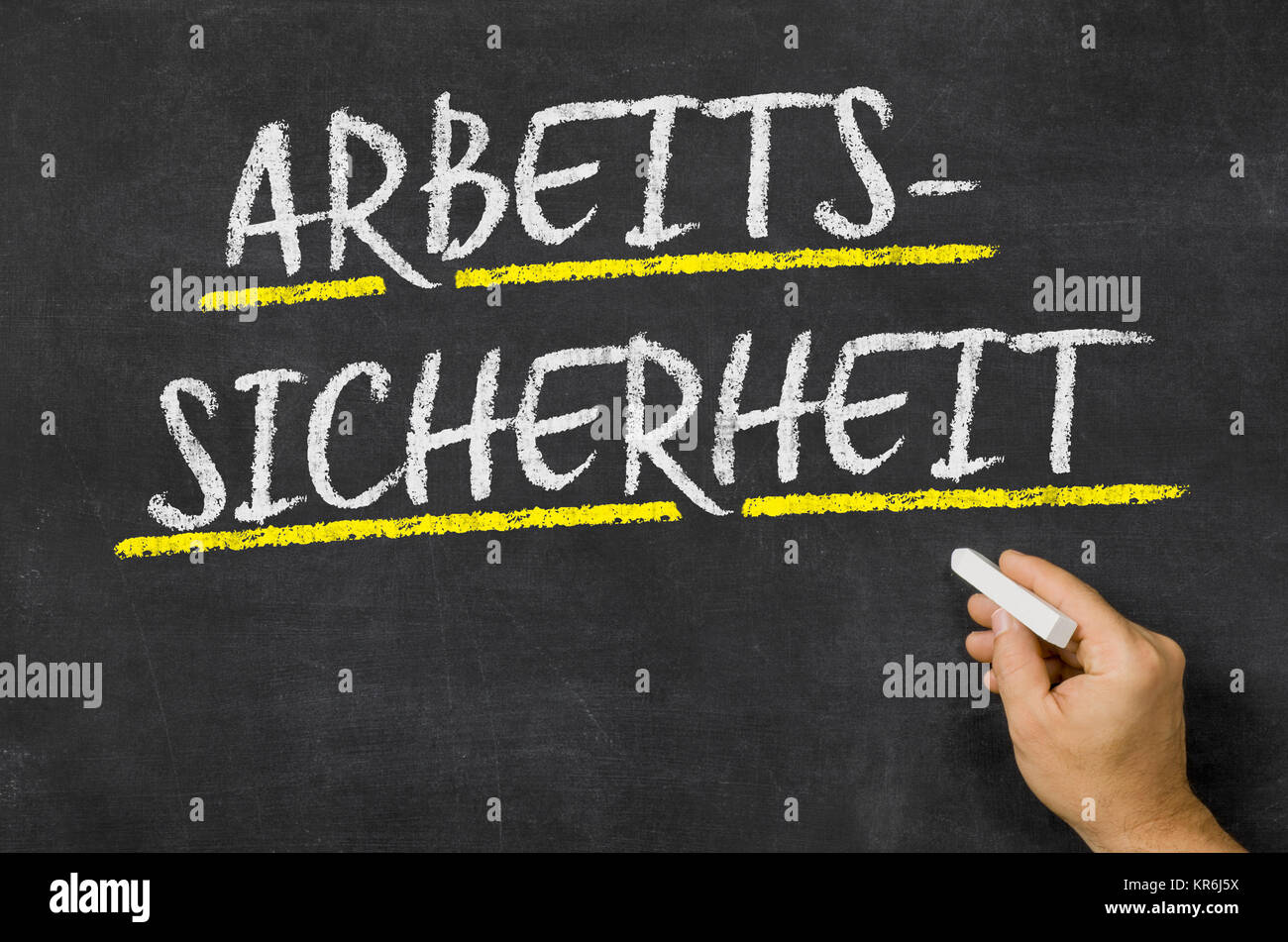 text on blackboard - work safety Stock Photo - Alamy