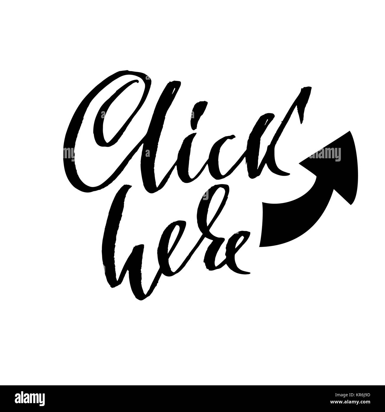 Click here. Modern brush lettering design. Vector calligraphy ...