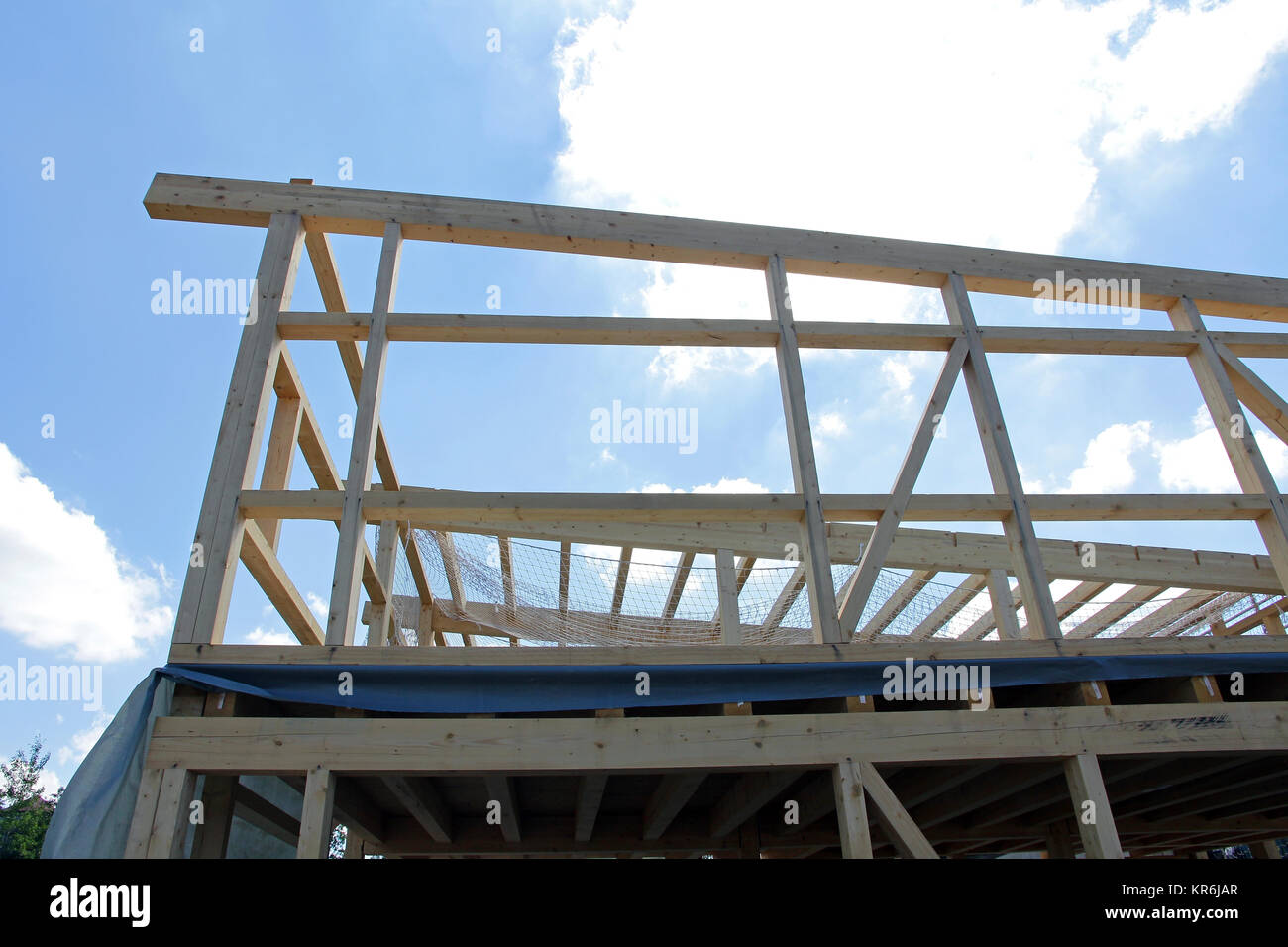 the construction of a wooden house. carcass of a wooden house Stock ...