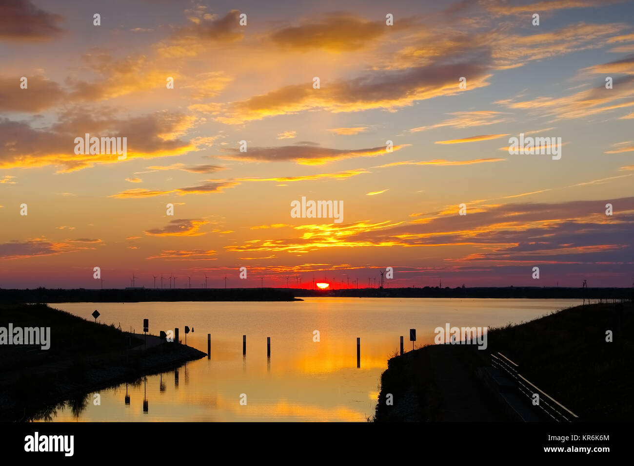 lake senftenberg sunset - senftenberger lake,nice sunset Stock Photo ...