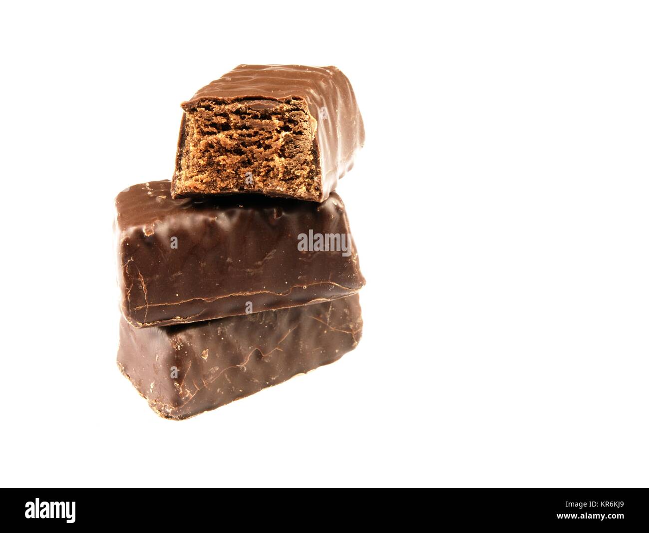 Bitten chocolate Candy flavored chocolate truffles On a white Stock ...