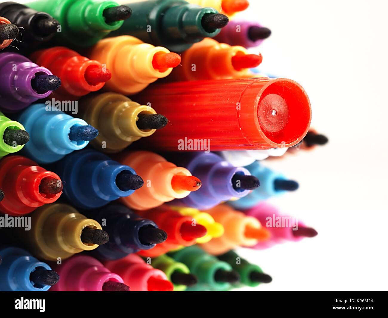Colorful school markers closely Stock Photo - Alamy