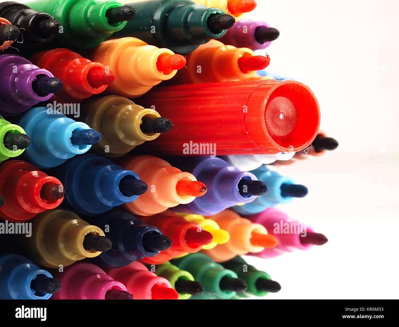 Colorful school markers closely Stock Photo - Alamy