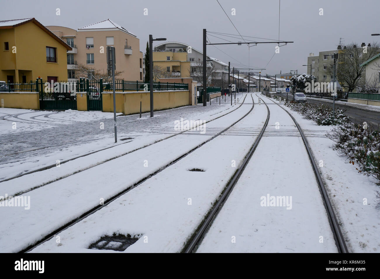 Heavy urban snowfall, Lyon, France Stock Photo - Alamy