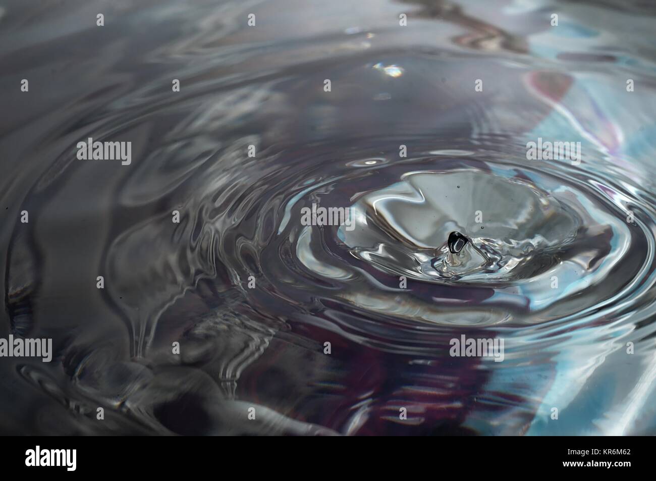 Drop of water splashed creates waves Stock Photo - Alamy