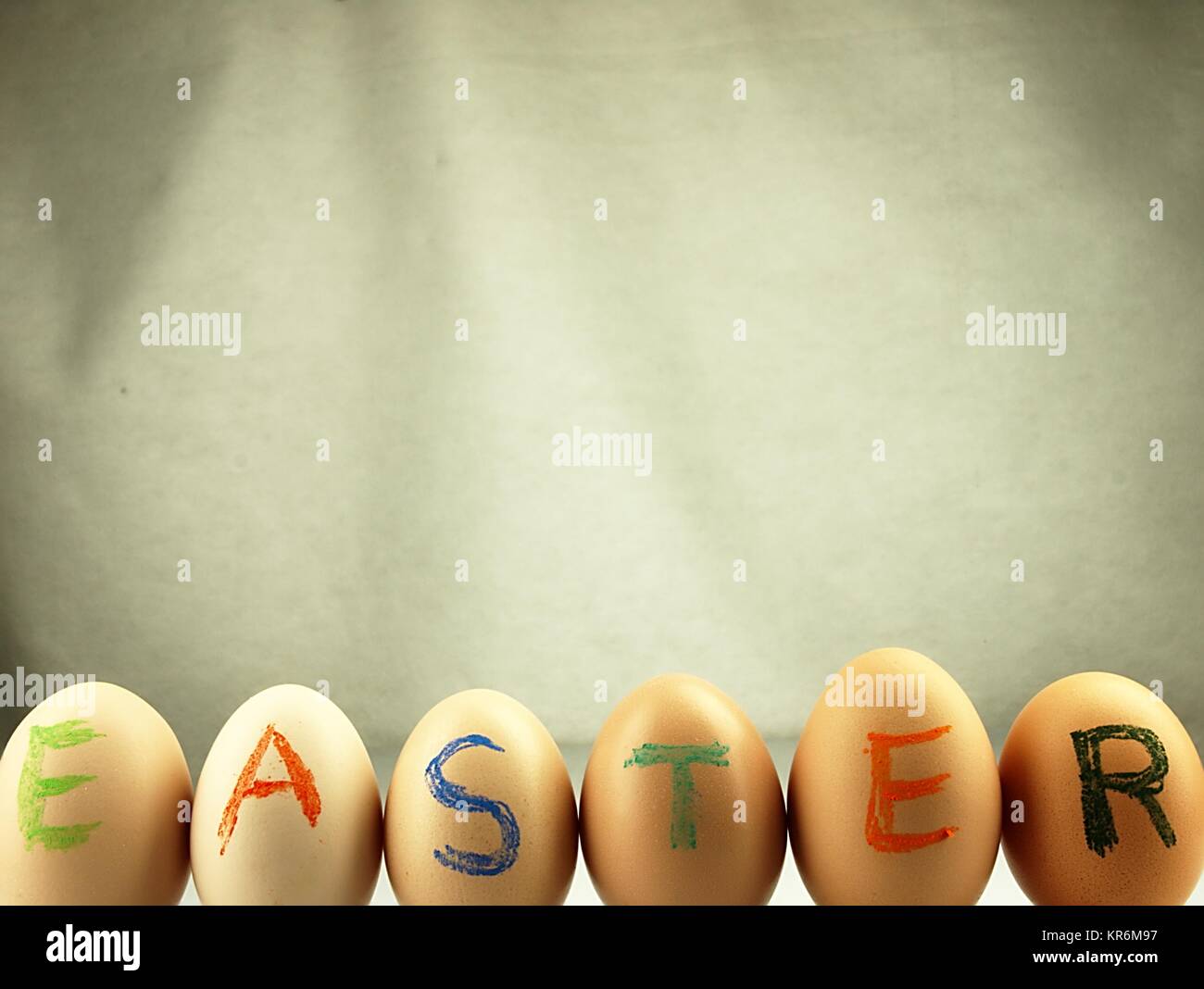 Easter written on eggs Stock Photo - Alamy