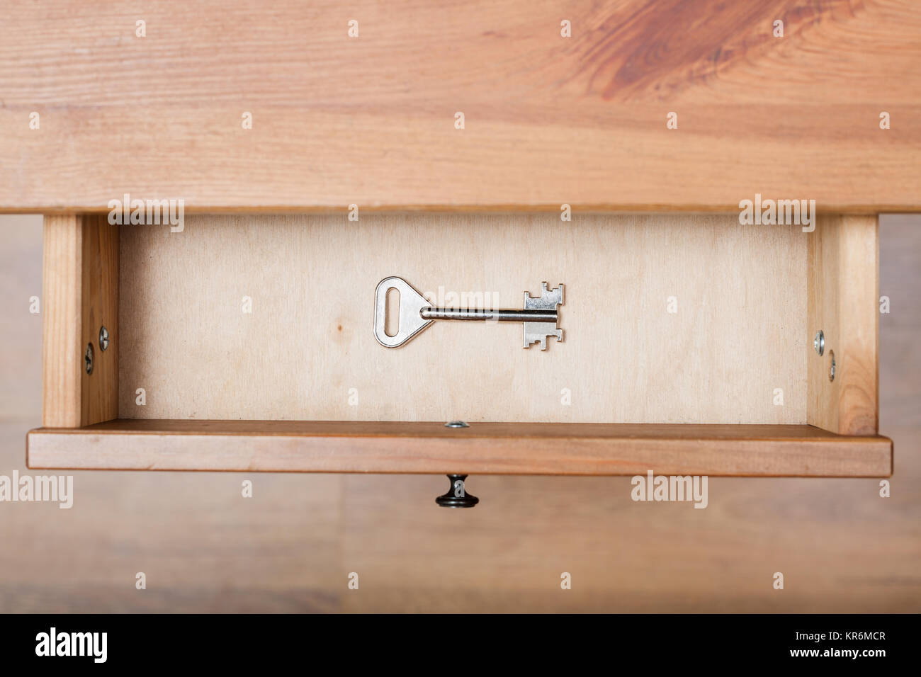 one safe key in open drawer Stock Photo - Alamy