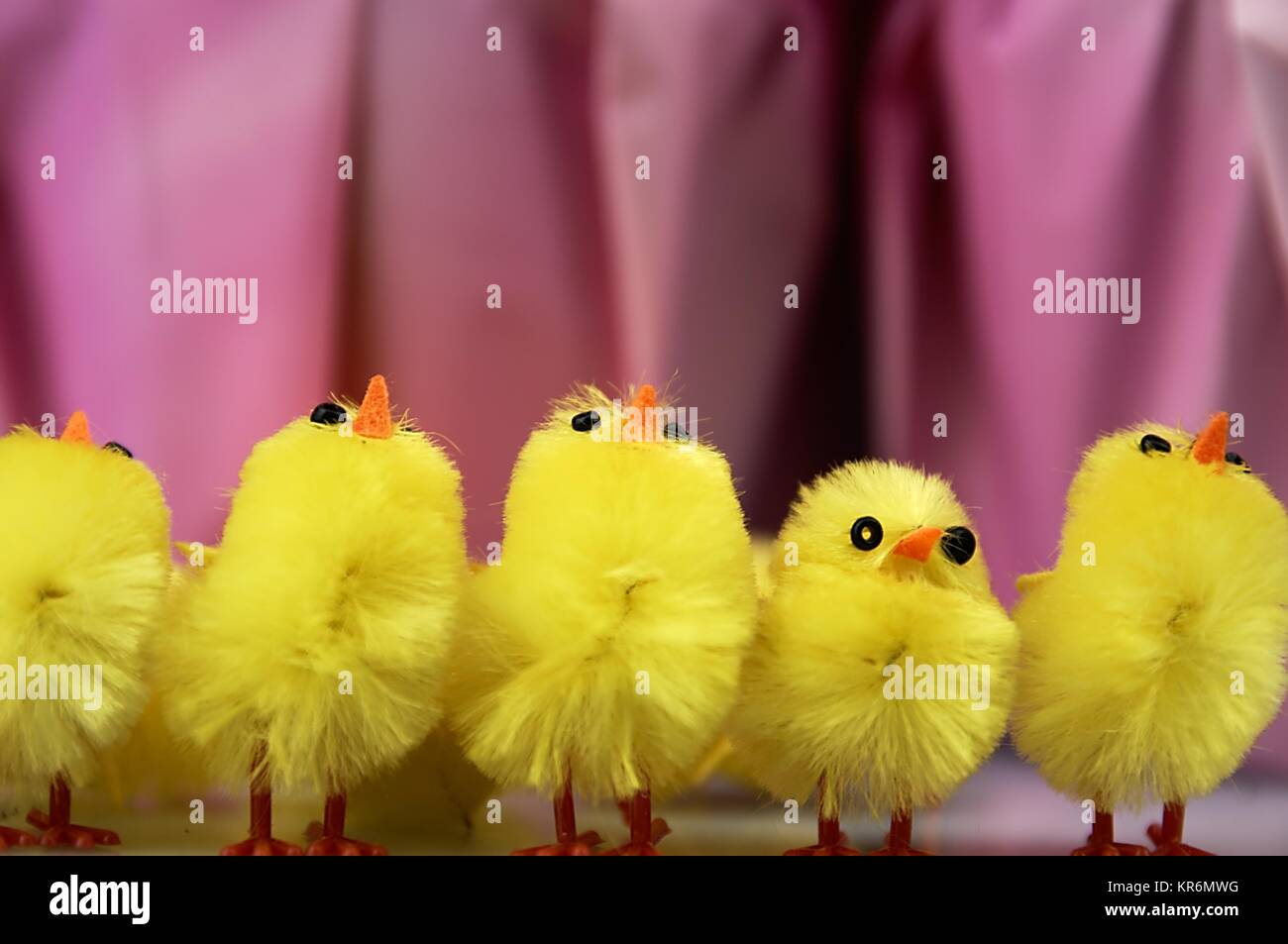 Little yellow chickens Easter decorations Stock Photo - Alamy