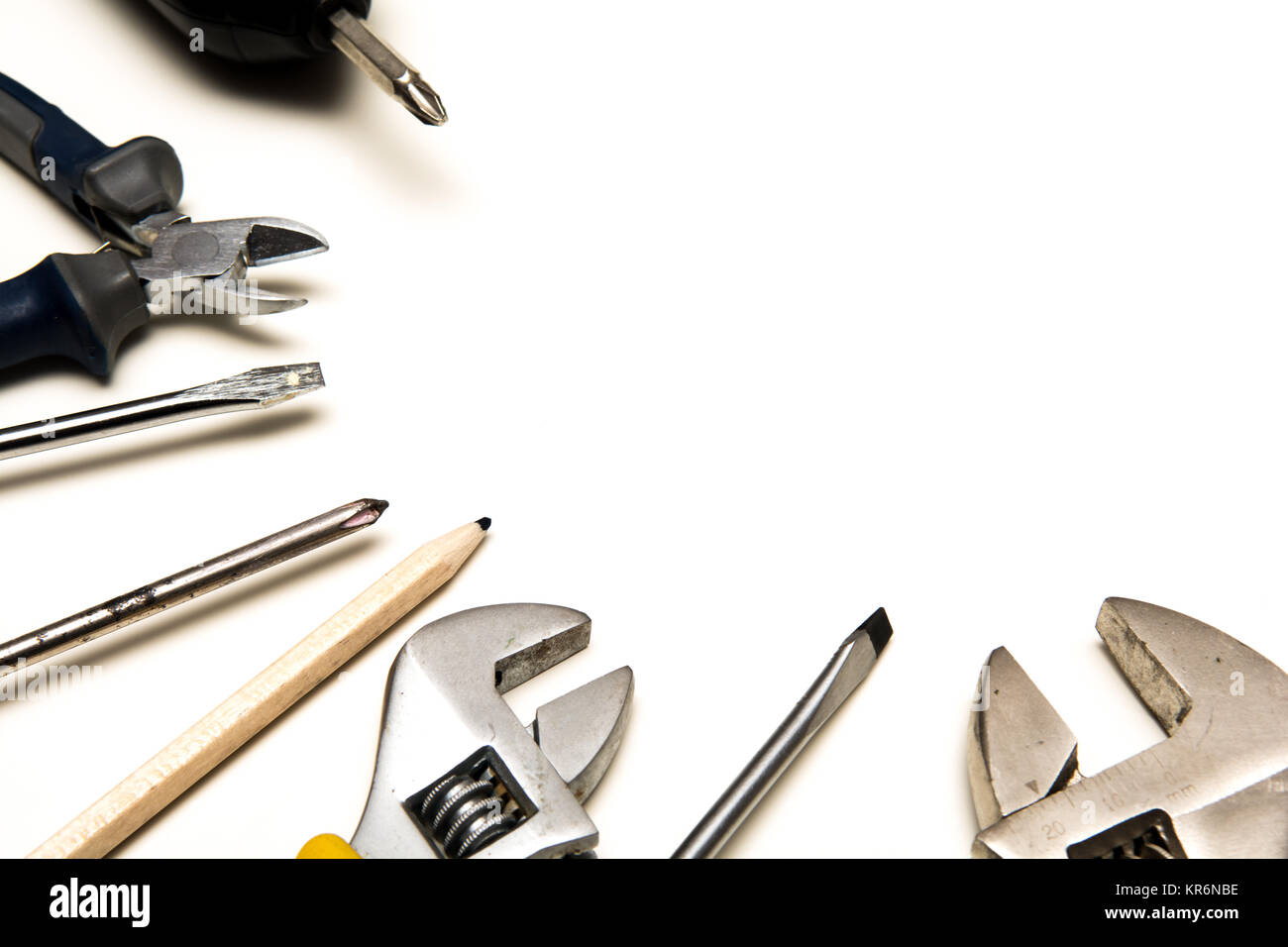 Work tools isolated on a white background Stock Photo - Alamy