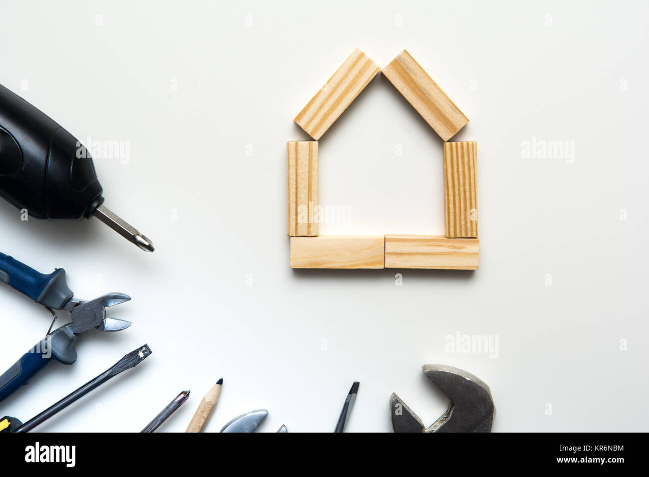 Home Improvement background with work tools for diy Stock Photo - Alamy