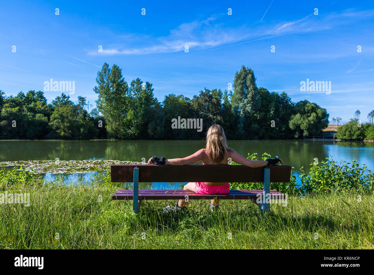 young woman enjoying the view Stock Photo - Alamy