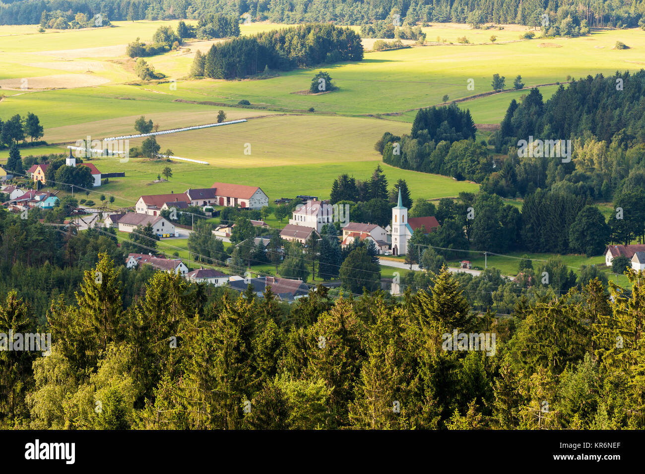 Czech landscape known as czech canada with village hi-res stock ...