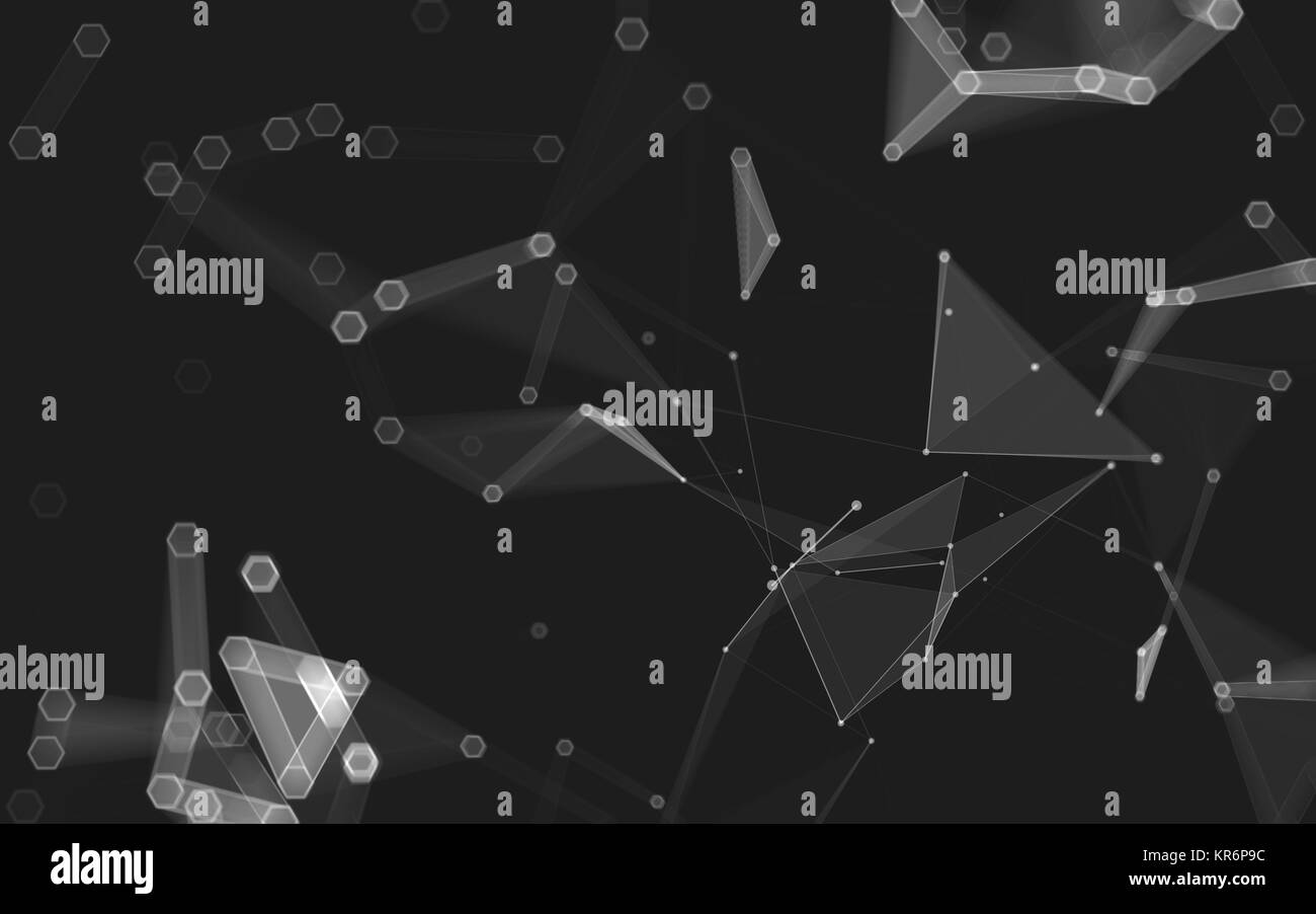 Abstract polygonal space low poly dark background, 3d rendering Stock ...