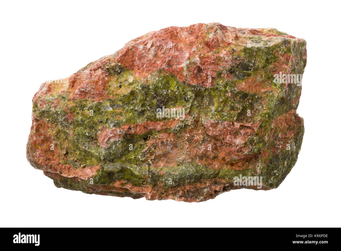 Raw, uncut unakite from South Africa isolated on white background Stock ...