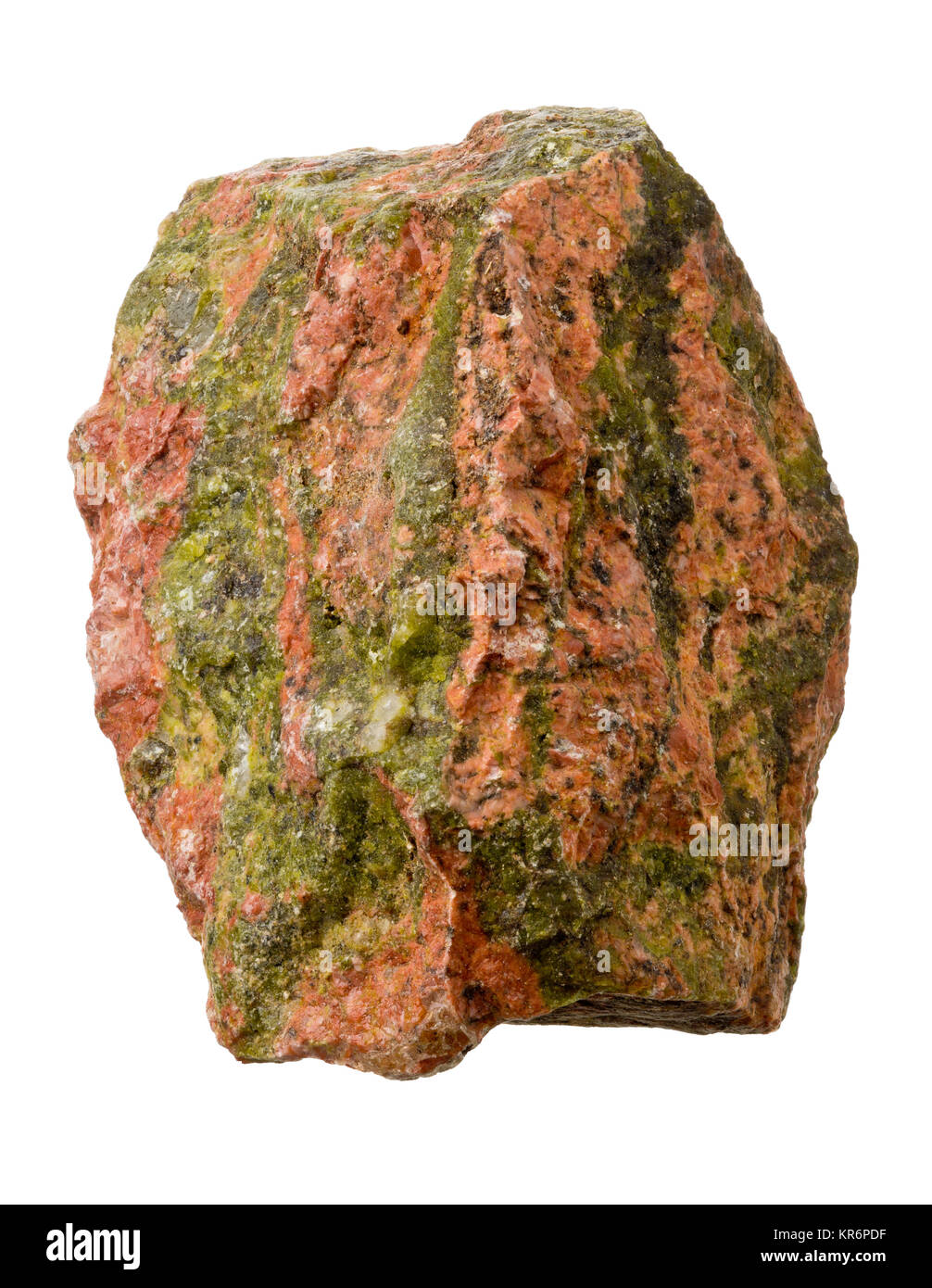Raw, uncut unakite from South Africa isolated on white background Stock ...