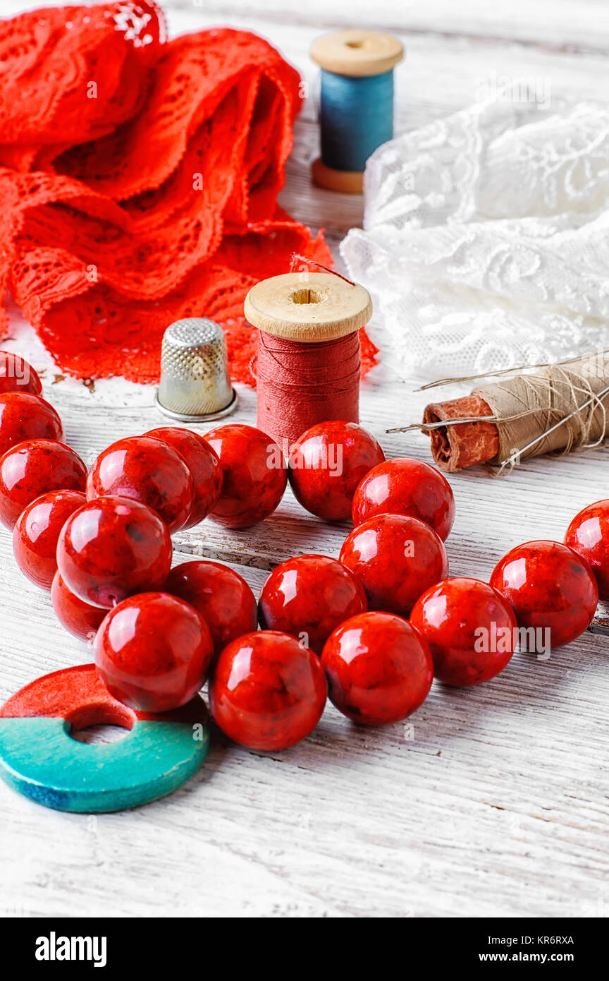 Thread,button and fabric Stock Photo - Alamy