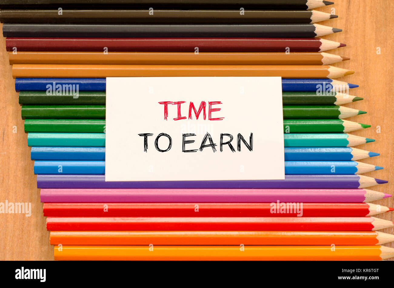 Time to earn text concept over pencil background Stock Photo - Alamy