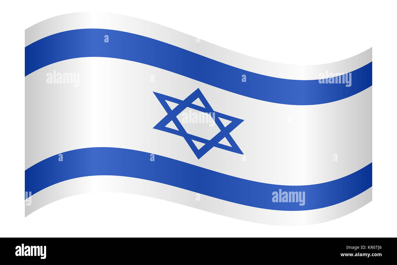 Flag of Israel waving on white background Stock Photo - Alamy