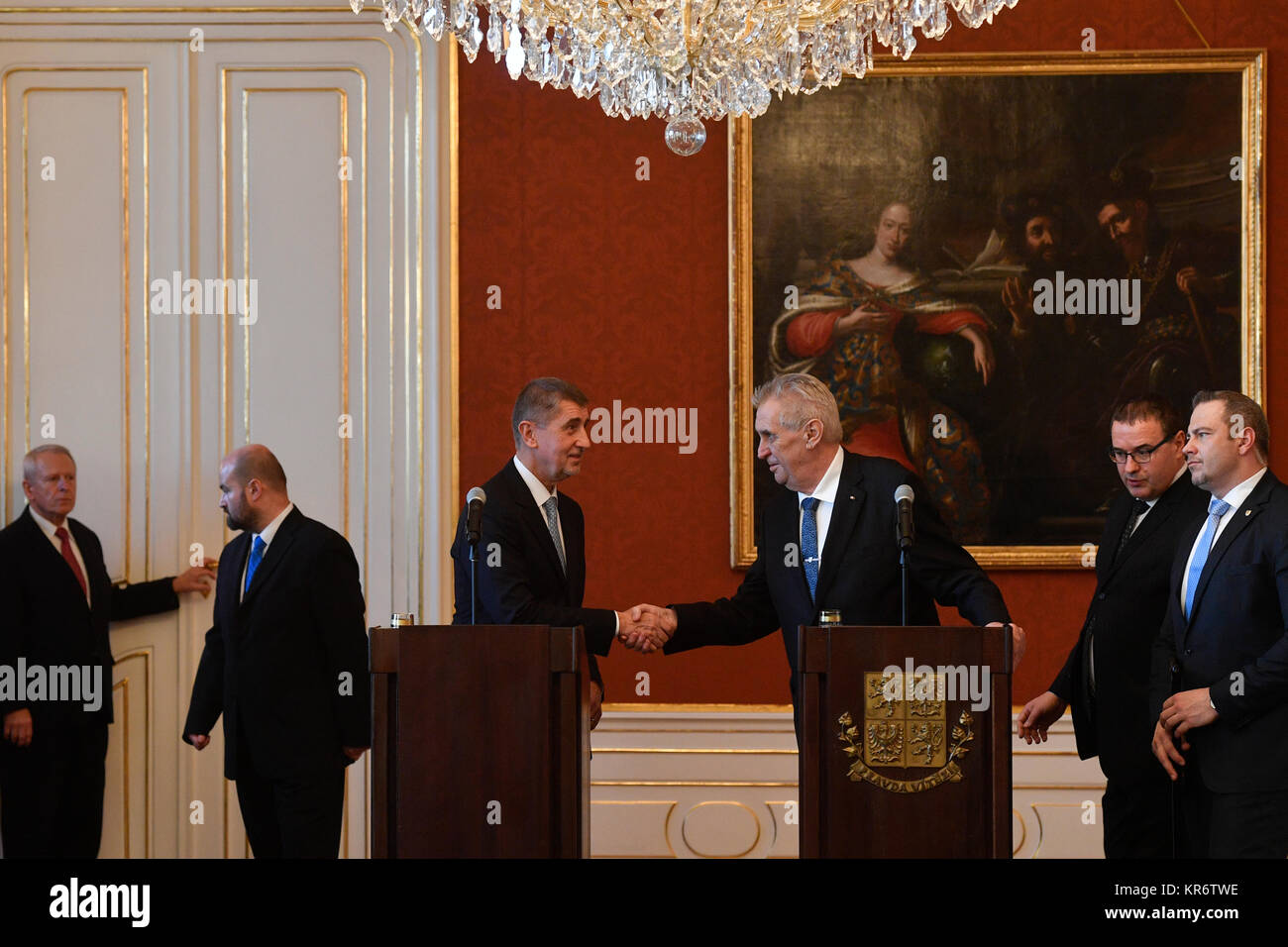 Milos Zeman, Andrej Babis, handshake Stock Photo - Alamy