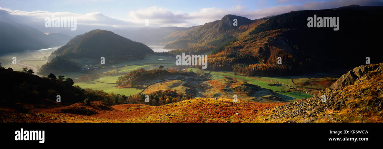 Panoramic landscape with valley and mountains Stock Photo - Alamy
