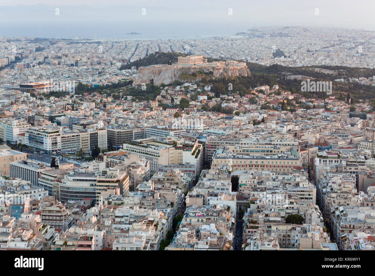 High angle view of the the Acropolis and the Parthenon in Athens,Greece ...