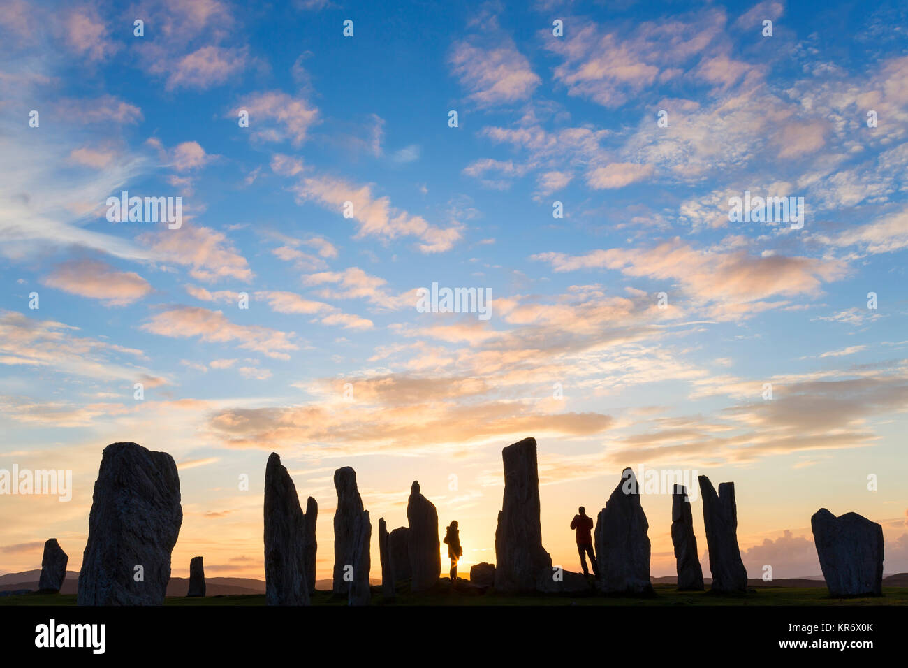 Ancient standing stone formation at sunset under a cloudy sky Stock ...