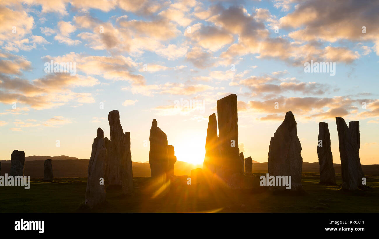 Ancient standing stone formation at sunset under a cloudy sky Stock ...